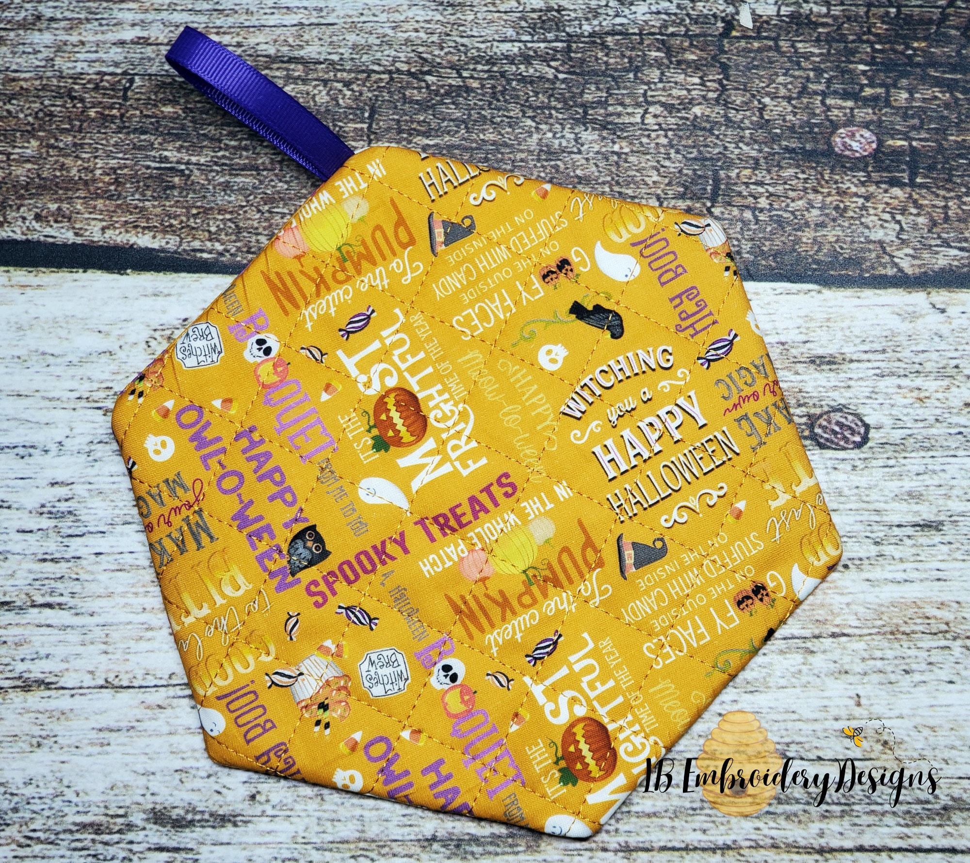 ITH HEXAGON Shaped Potholder in the Hoop Machine Embroidery Crosshatch ...