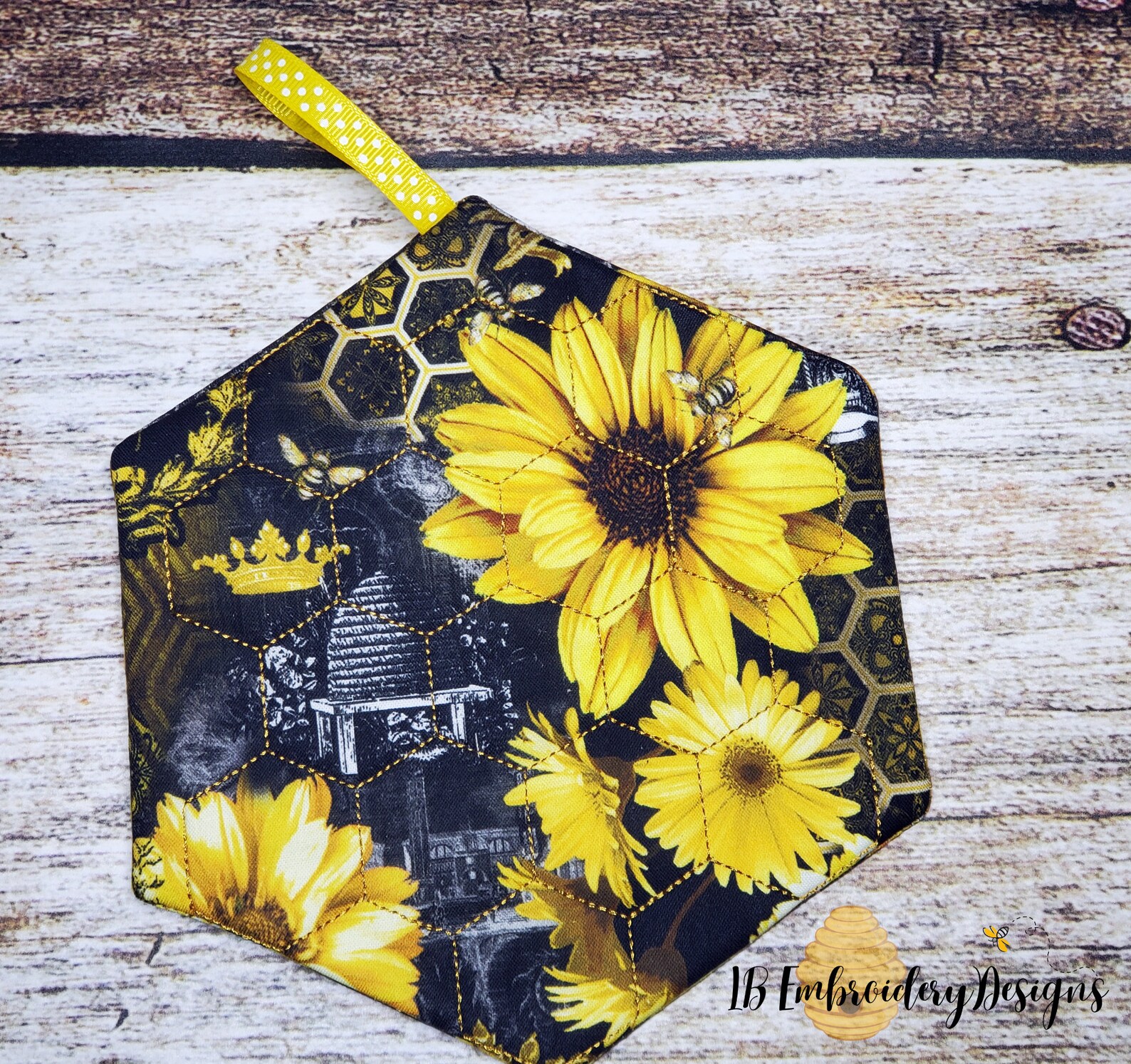 ITH HEXAGON Shaped Potholder -in the Hoop Machine Embroidery Hexagon ...