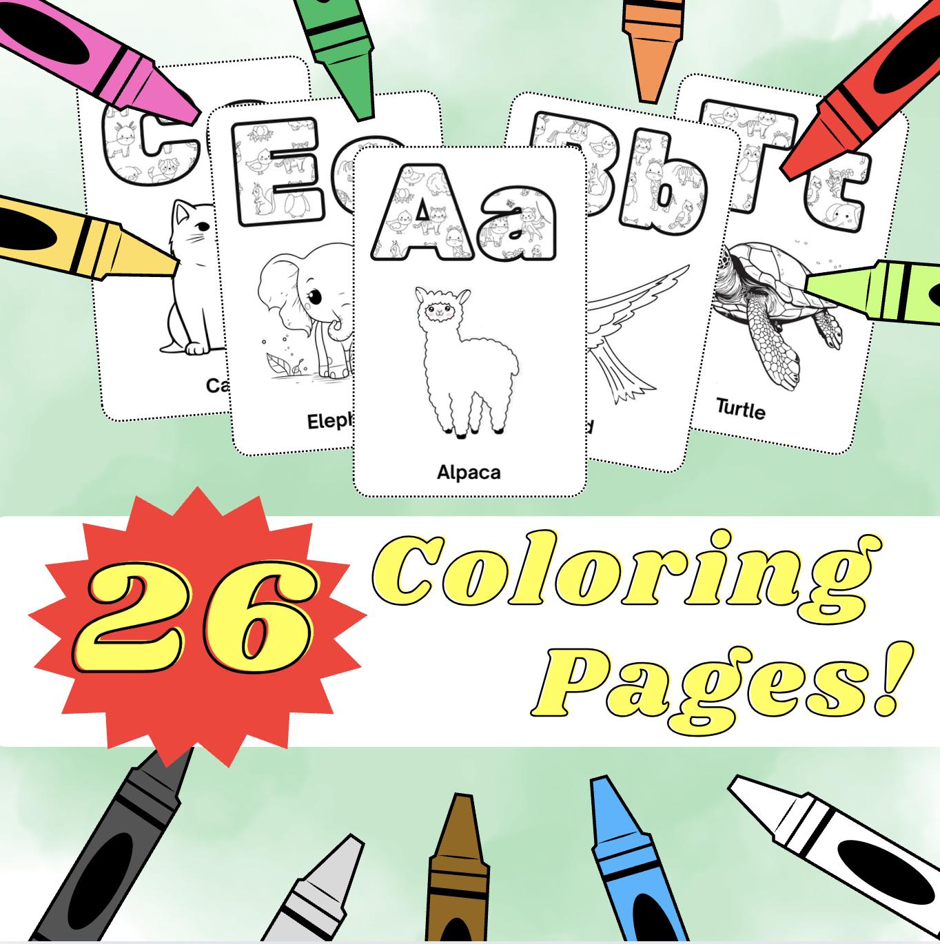 Animal Alphabet Coloring Book - Etsy