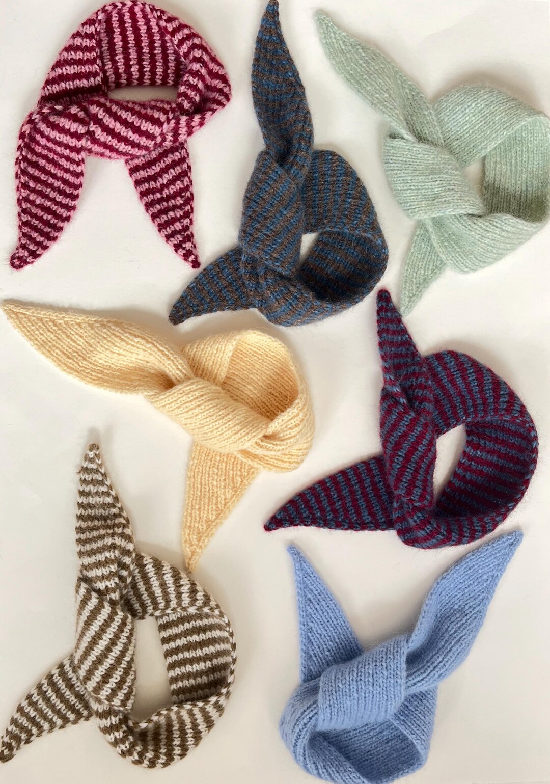 Knitting Pattern - Gwynt Neckerchief Scarf - Striped & Plain - HAF ...