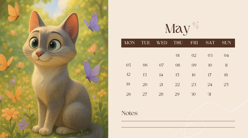Pixar Pet Calendar 2025 2026 | Cute Printable Dog & Cat Wall Calendar ...