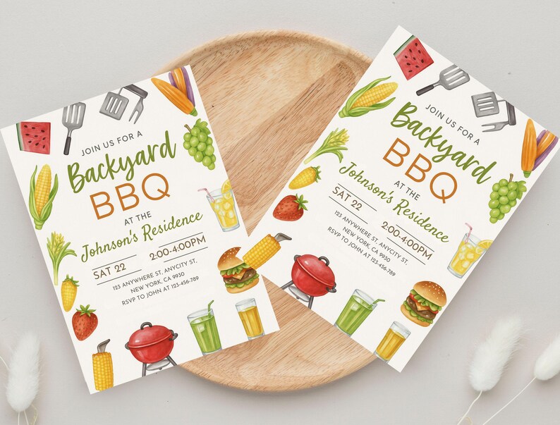 Editable BBQ Party Invitation: Backyard Theme (5x7 Printable Card) - Etsy