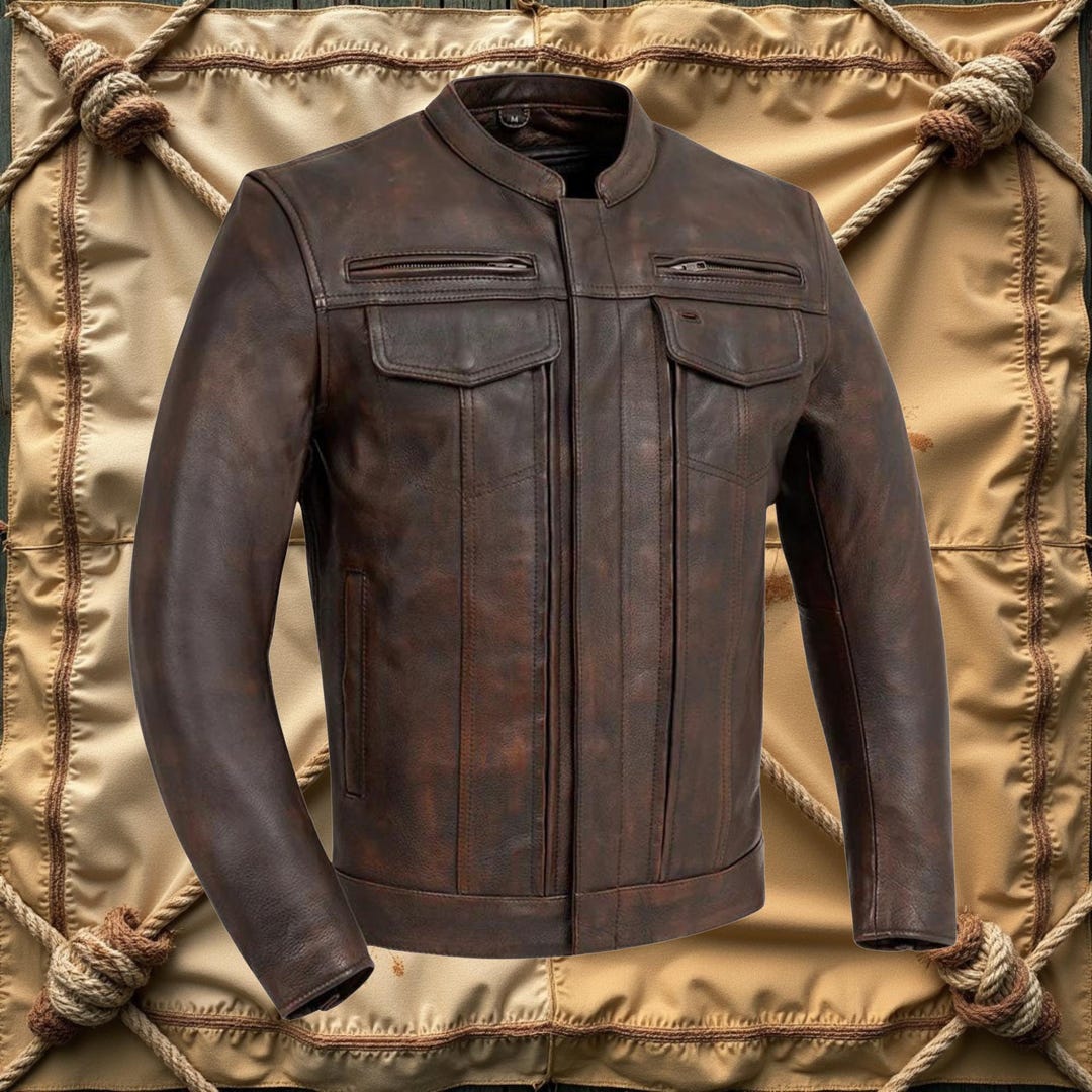 Handmade Buffalo Leather Biker Jacket: Custom Fit Vintage Winter Coat ...