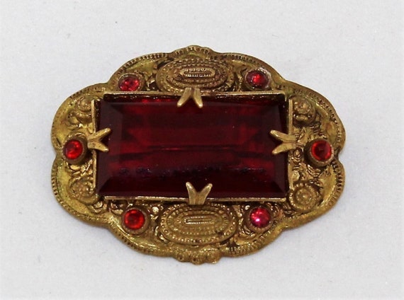 Antique Victorian Art Nouveau Large Garnet Gold Gilt … - Gem Antique Victorian Art Nouveau Large Garnet Gold Gilt … - Gem
