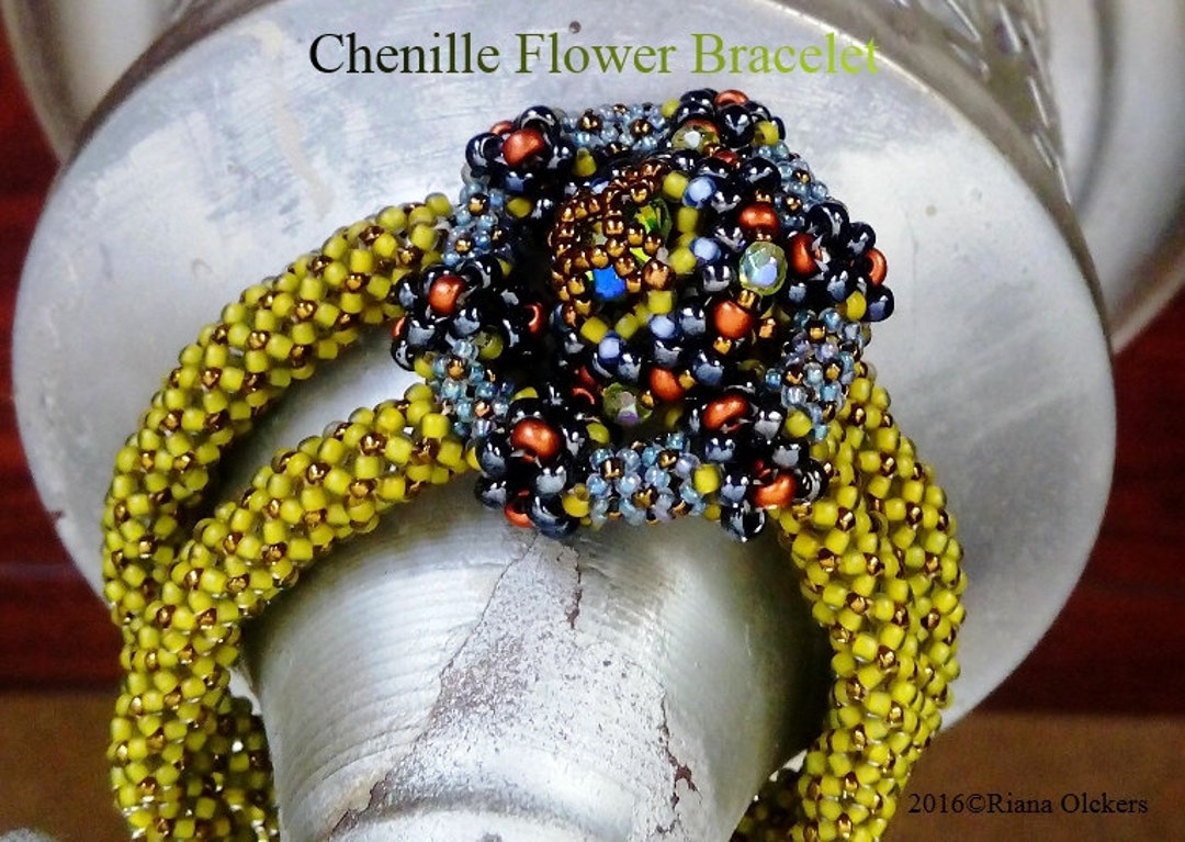 Beading Pattern, Chenille Stitch Tutorial; Chenille Flower Bracelet ...