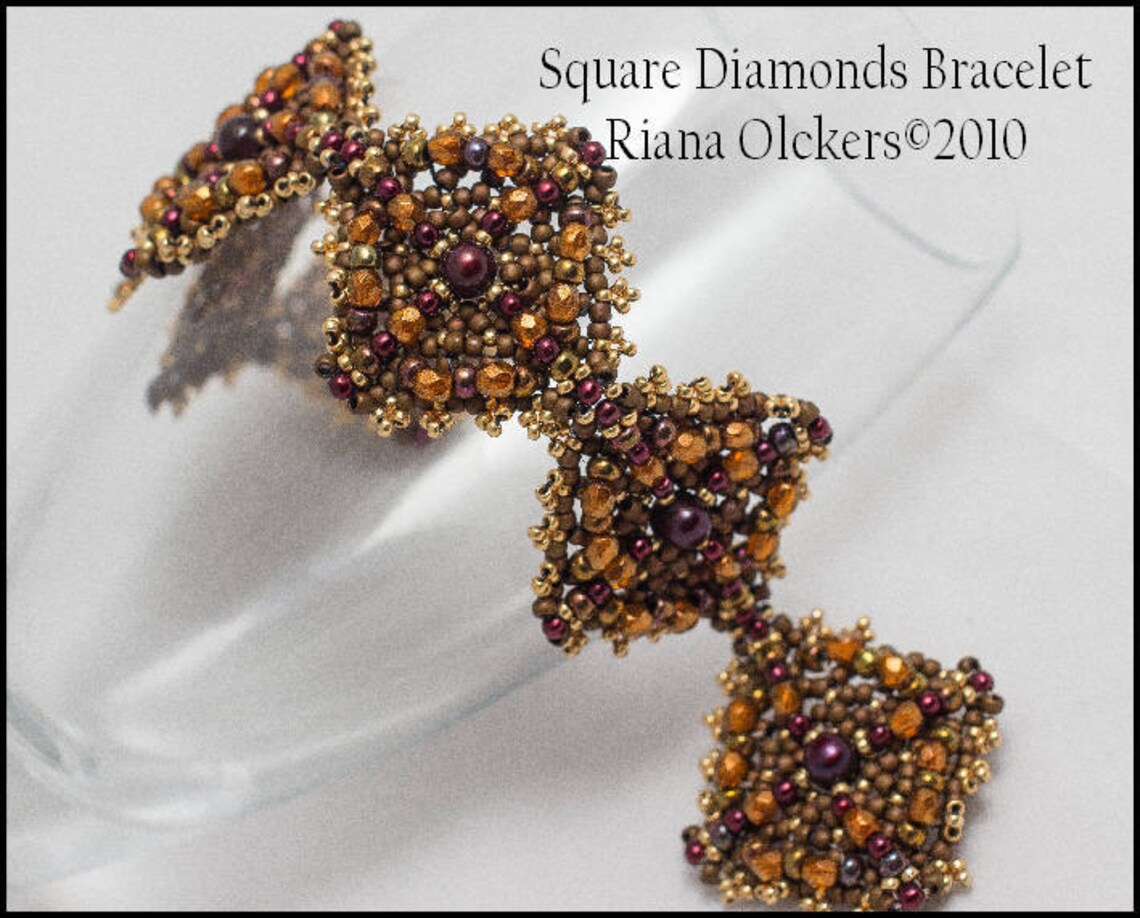 Beading Pattern, Right Angle Weave Technique Pattern - Square Diamonds ...