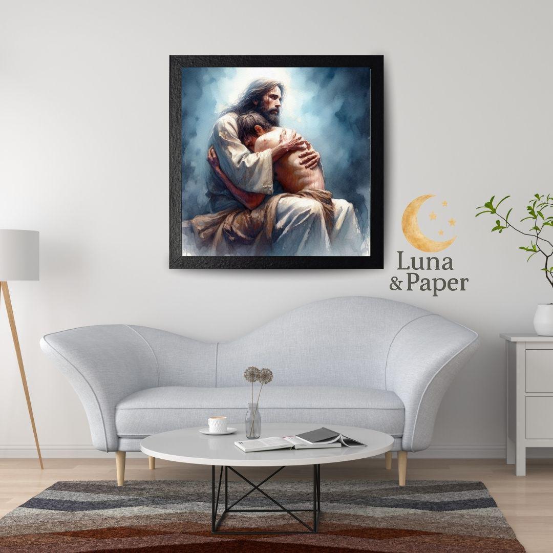 Jesus Hugging the Poor Man Art, Christian Printable, Compassion Wall ...