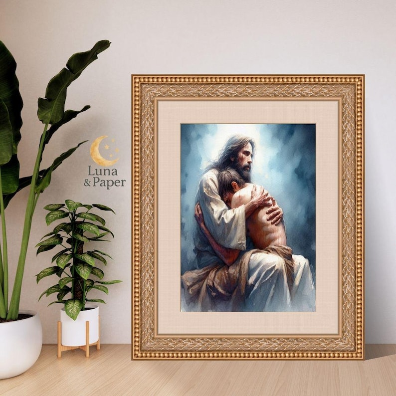 Jesus Hugging the Poor Man Art, Christian Printable, Compassion Wall ...