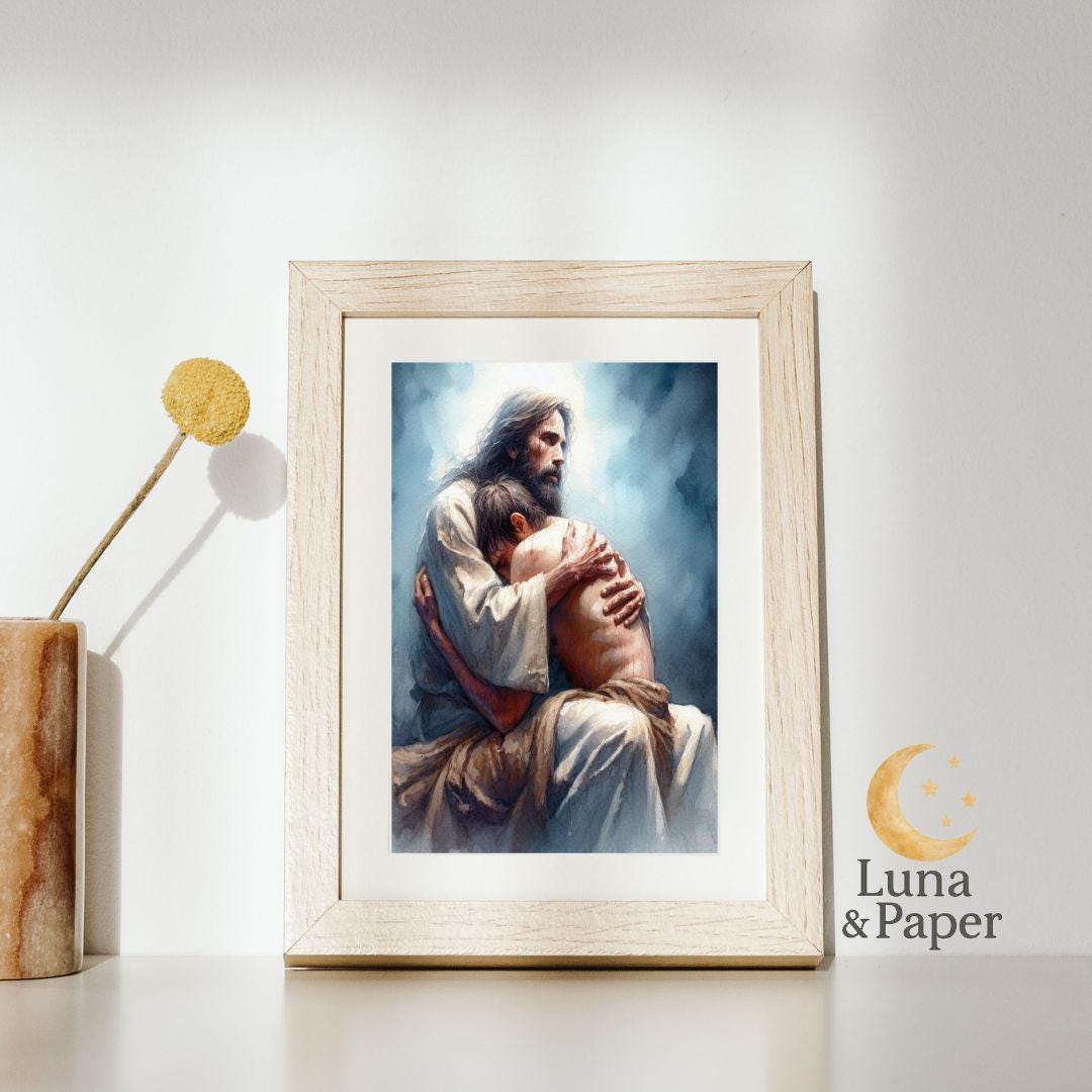 Jesus Hugging the Poor Man Art, Christian Printable, Compassion Wall ...