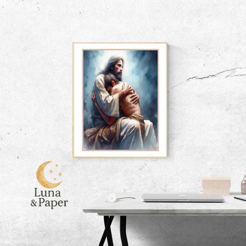 Jesus Hugging the Poor Man Art, Christian Printable, Compassion Wall ...