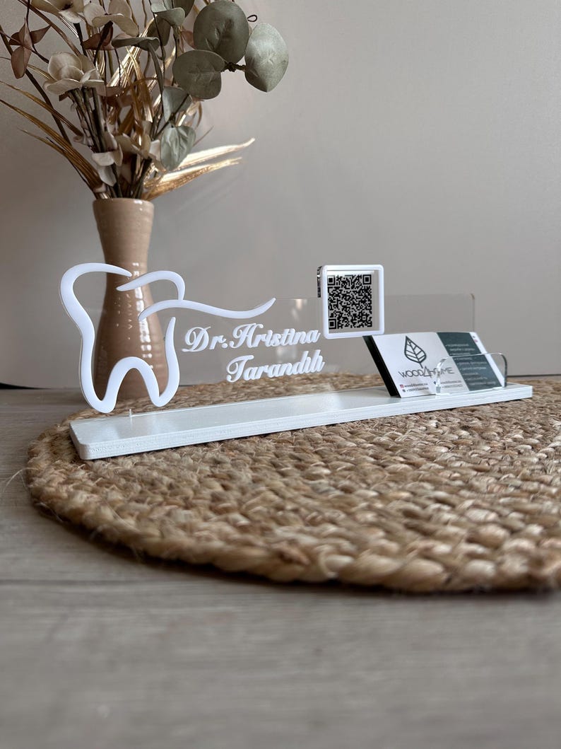 Qr Business Card Holder, Dentist Name Plaque, Acrylic Card Holder ...