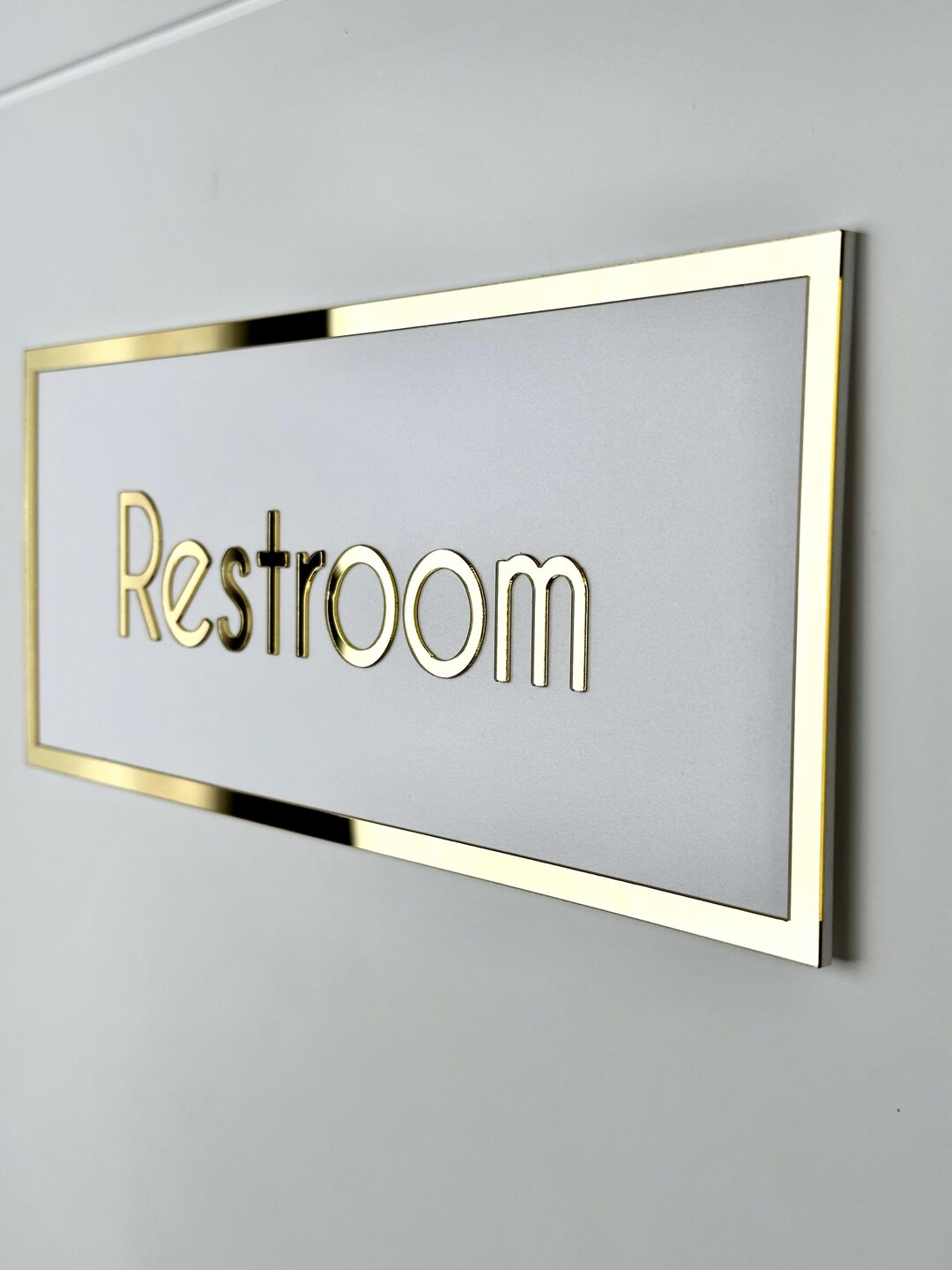 Acrylic Door Signboard Restroom, Bathroom Sign, Acrylic Wall Sign, Gold ...