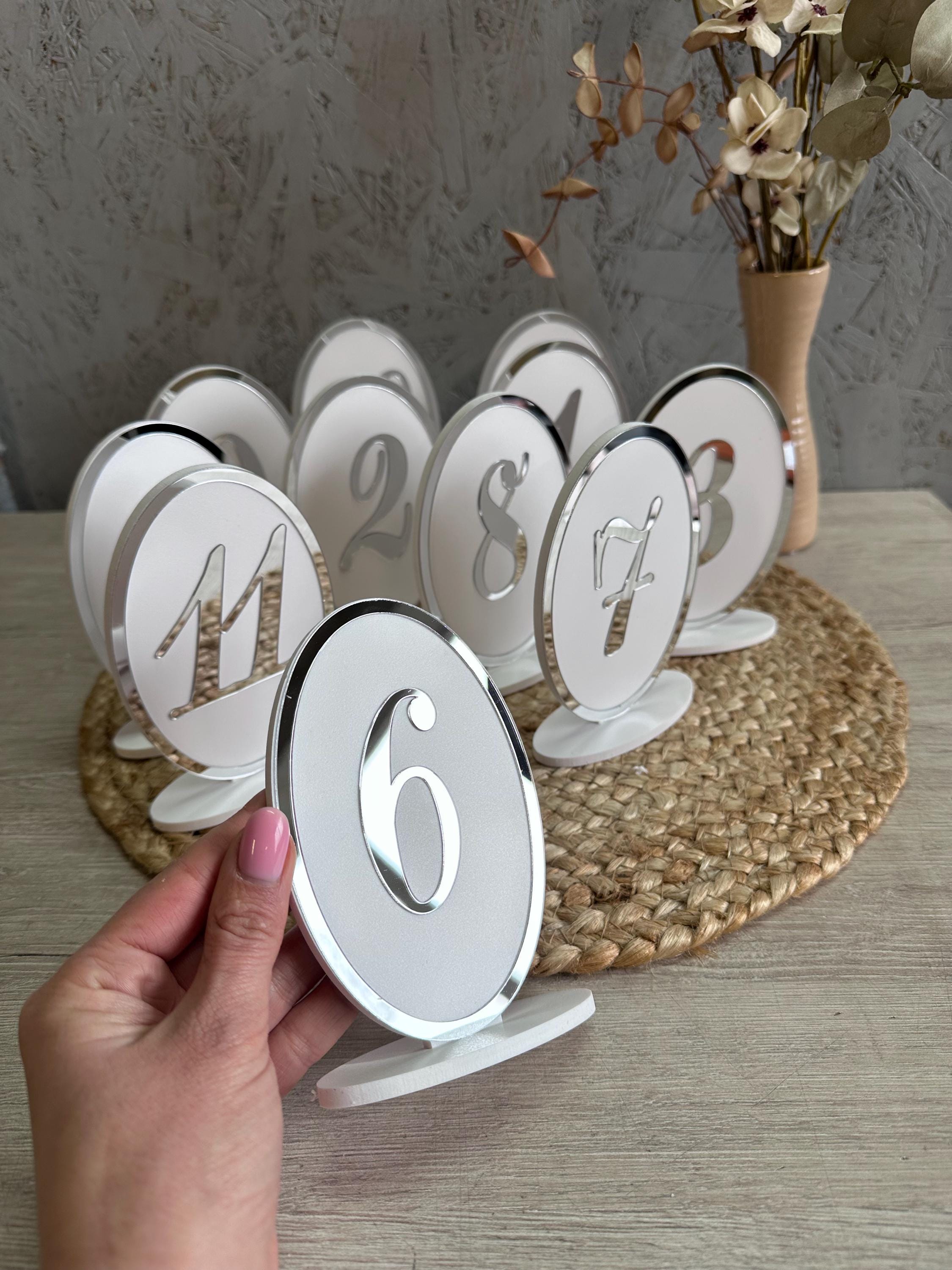 White Wedding Number Plates for Table, Event Table Signs, Oval Table ...
