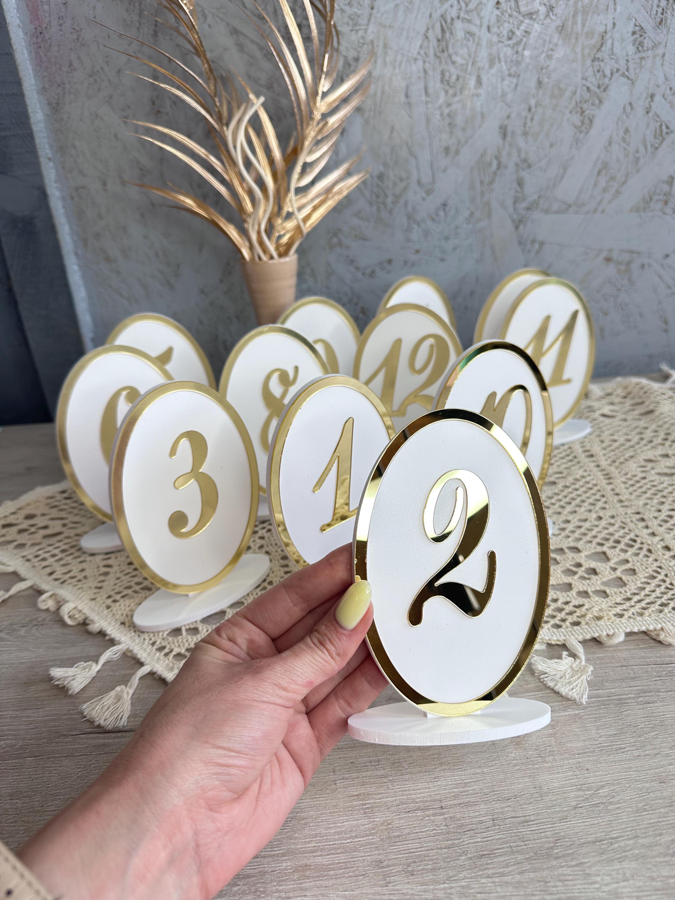 White Wedding Number Plates for Table, Event Table Signs, Oval Table ...
