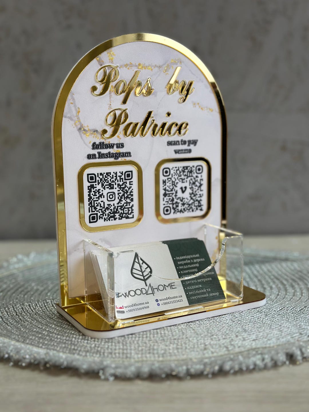 Luxury Qr Table With Business Cards, Acrylic Sign, Qr Code Sign, Qr ...