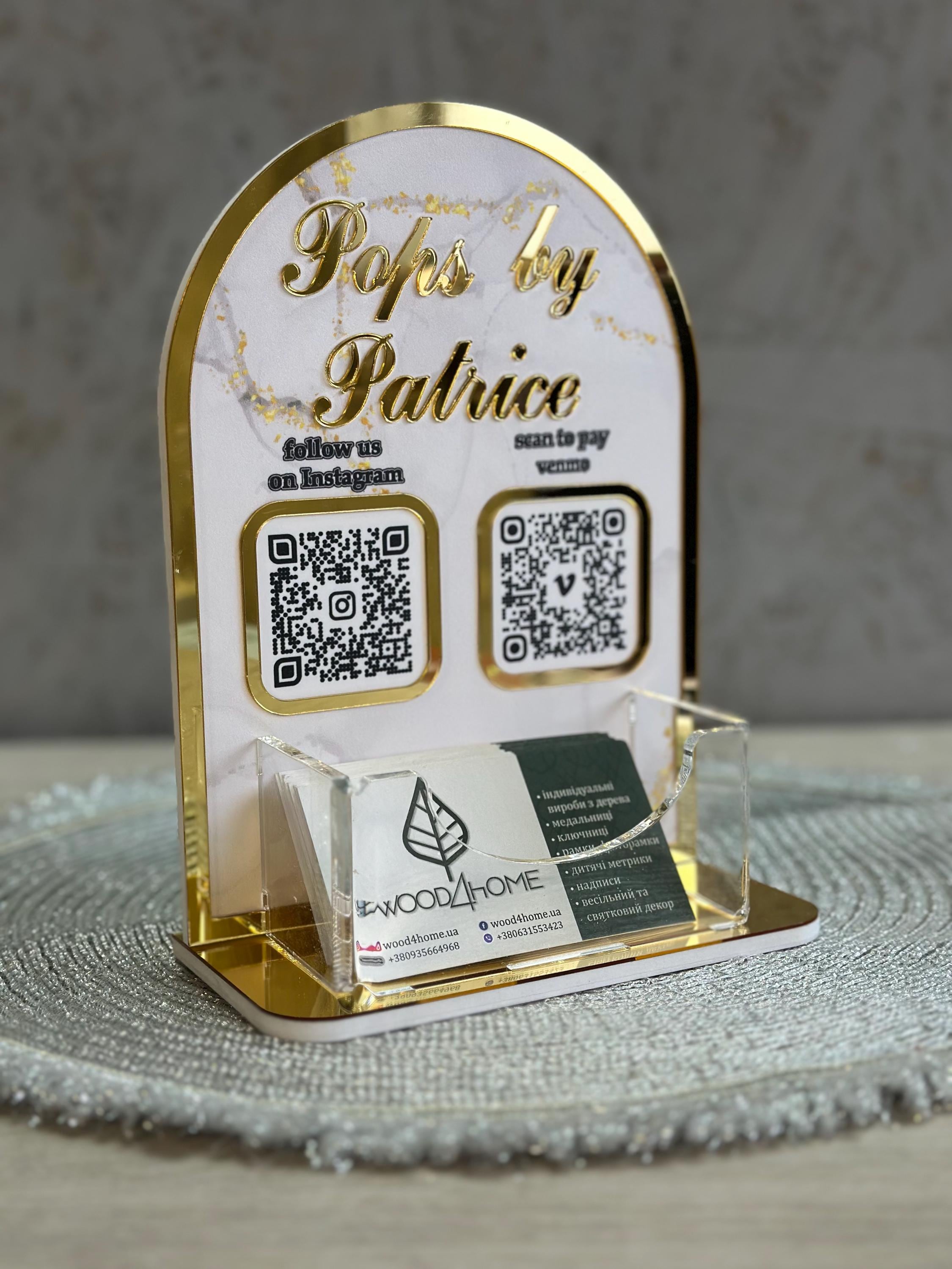 Luxury Qr Table With Business Cards, Acrylic Sign, Qr Code Sign, Qr ...