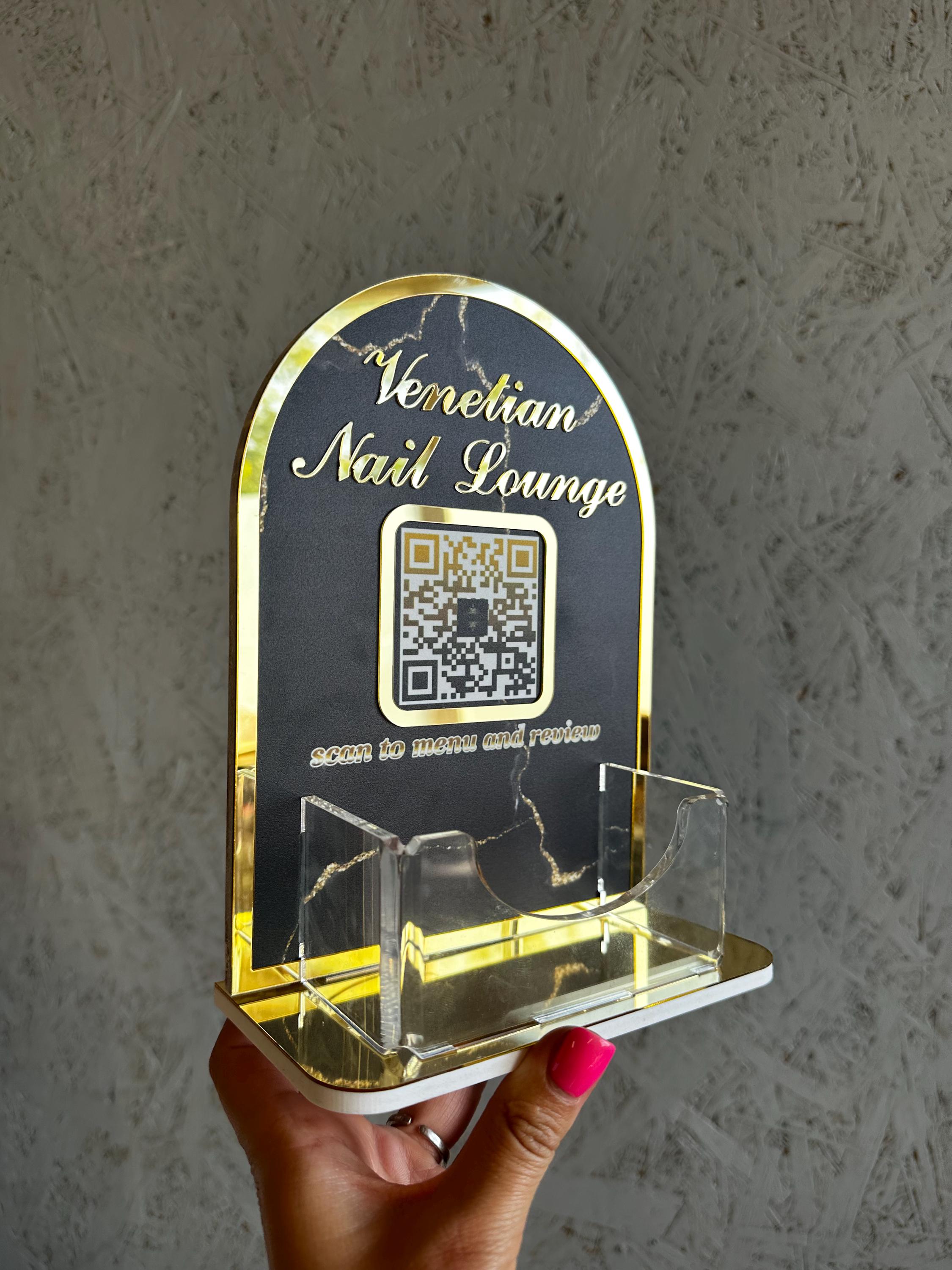 Luxury Qr Table With Business Cards, Acrylic Sign, Qr Code Sign, Qr ...