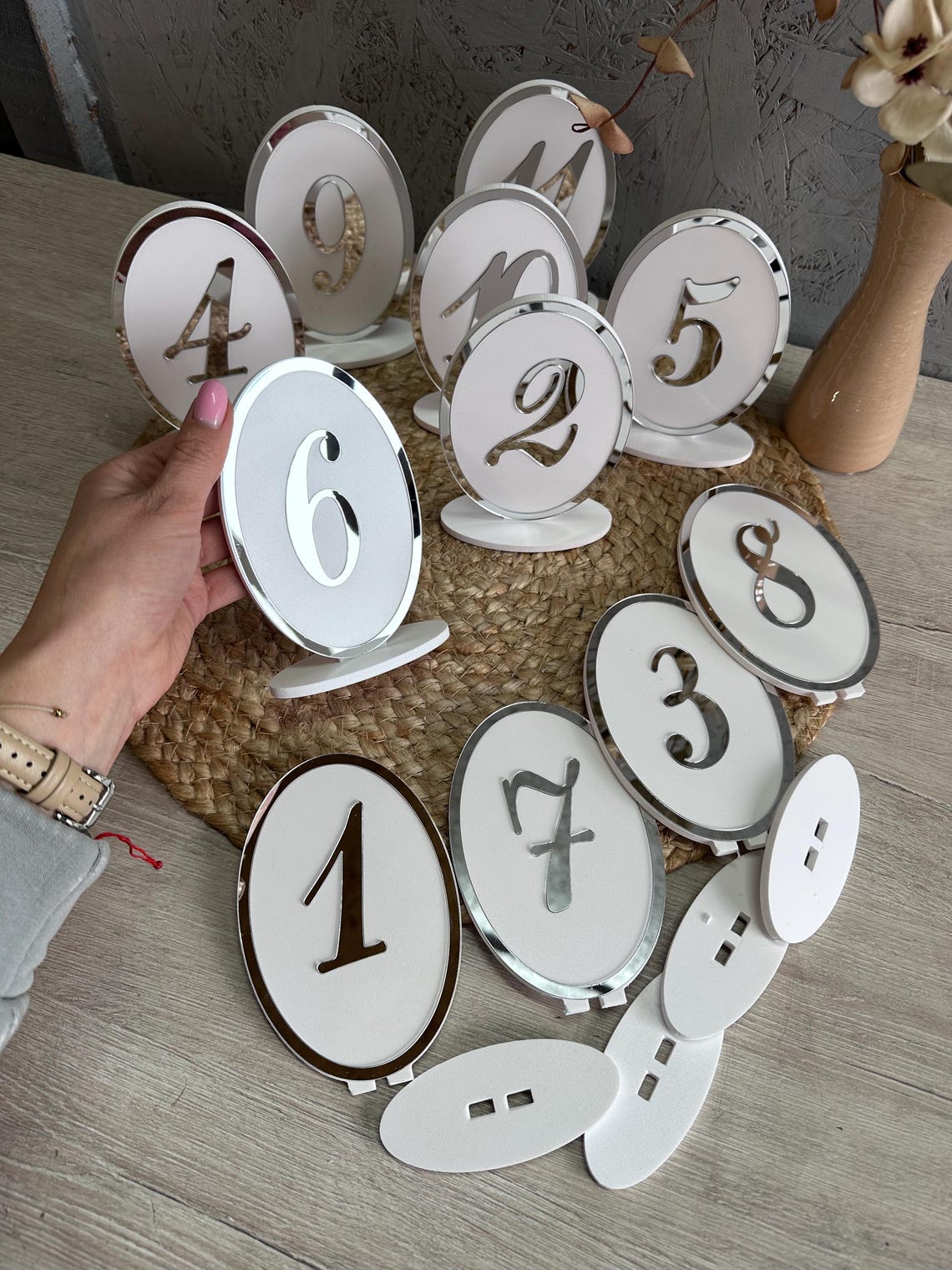 White Wedding Number Plates for Table, Event Table Signs, Oval Table ...
