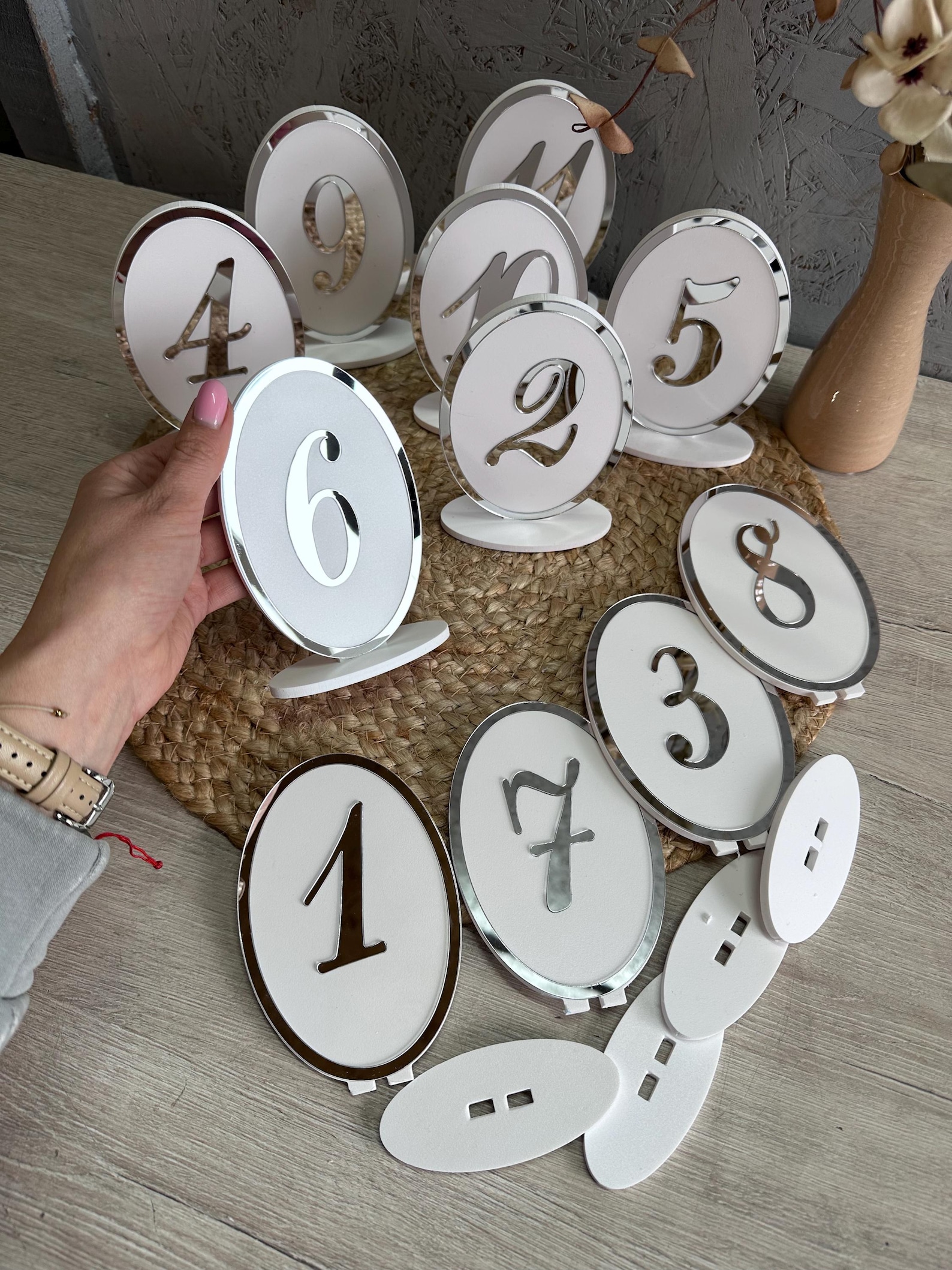 White Wedding Number Plates for Table, Event Table Signs, Oval Table ...