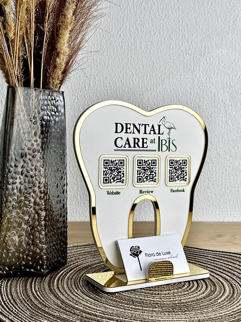 Dentist Business Card, Qr Code Sign, Tooth Business Card, Custom Dental ...