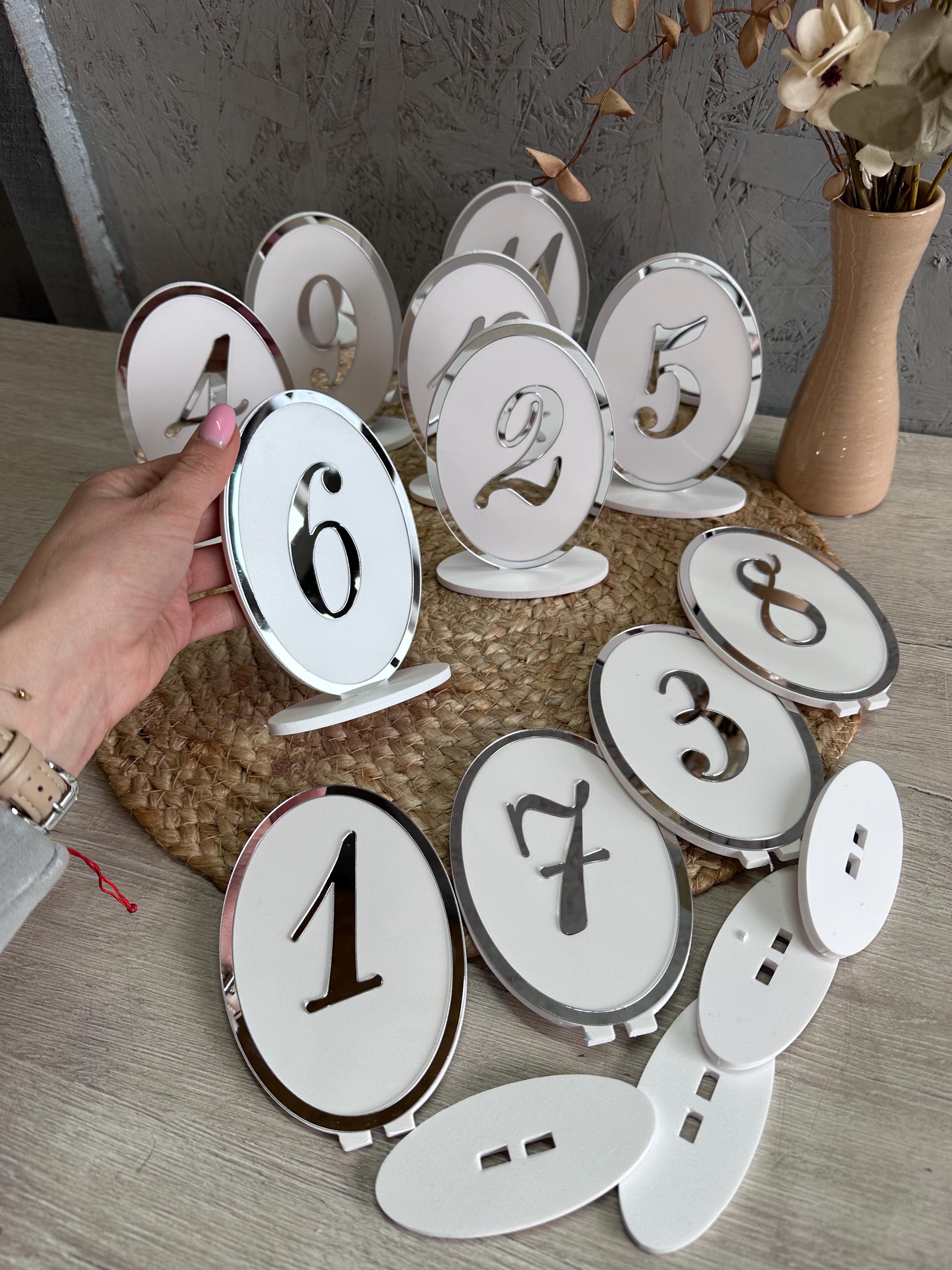 White Wedding Number Plates for Table, Event Table Signs, Oval Table ...