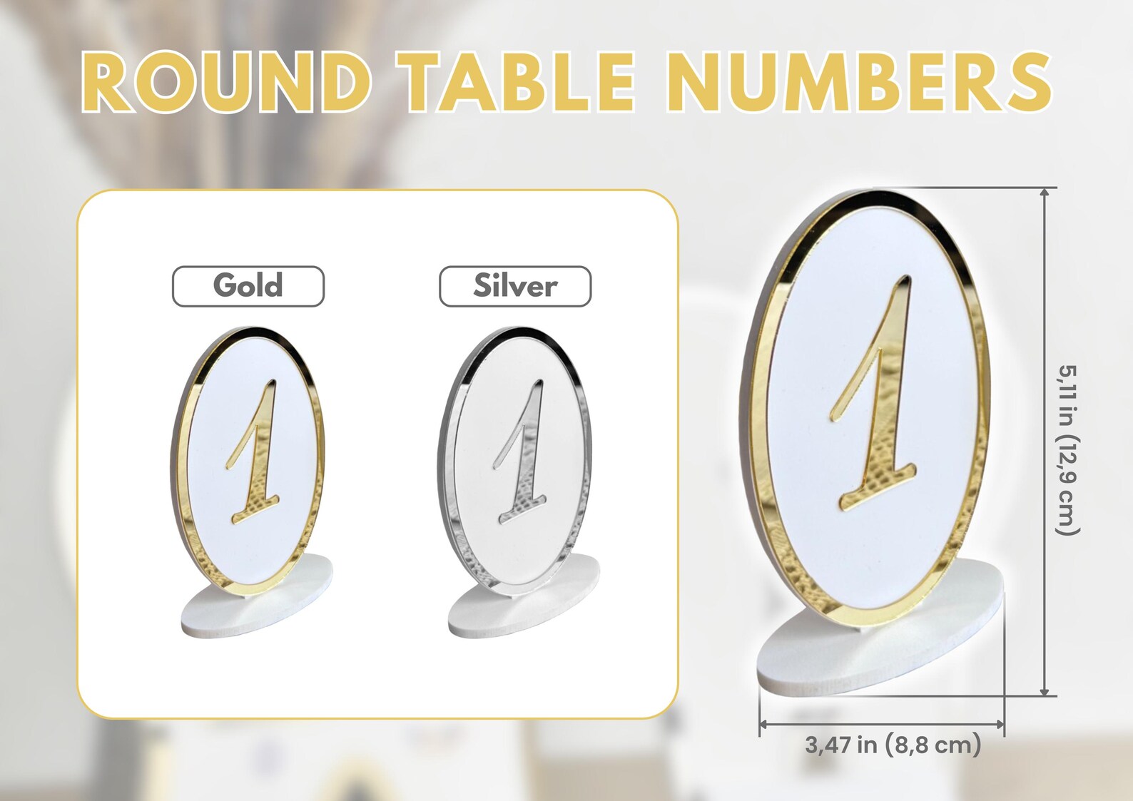 White Wedding Number Plates for Table, Event Table Signs, Oval Table ...