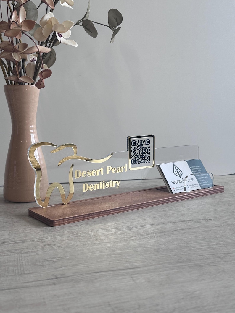 Acrylic QR Dentist Business Table, Custom Name Sign, Office Name Plate ...