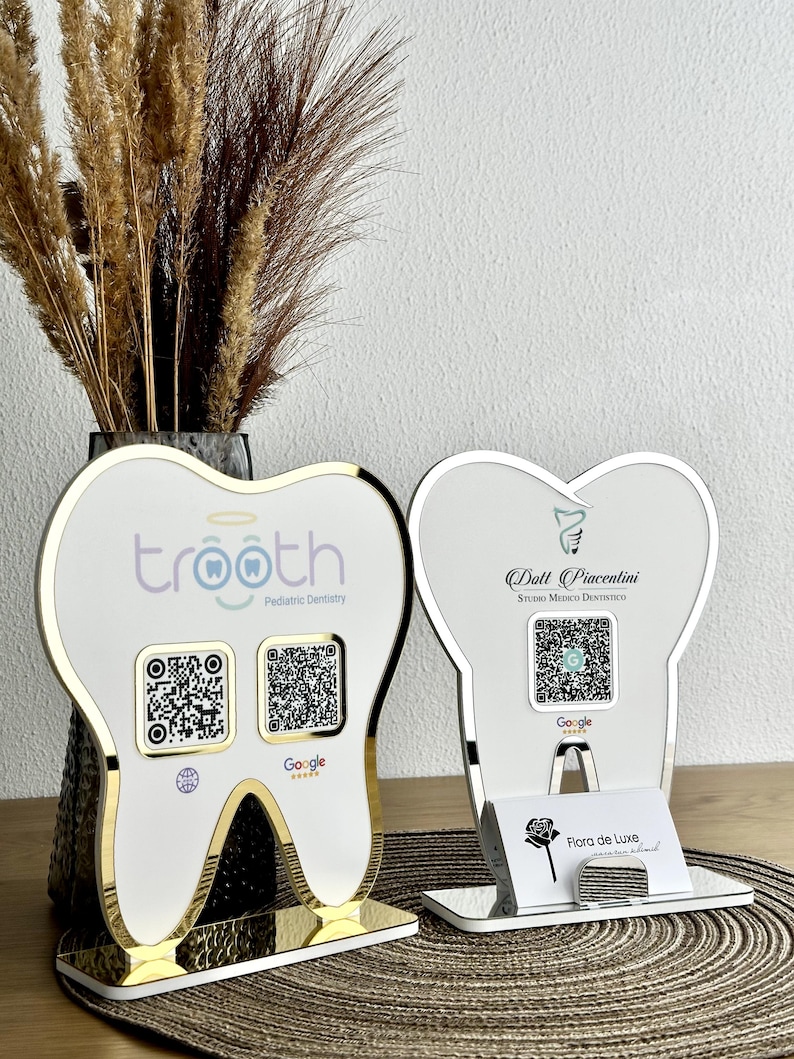 Dentist Business Card, Qr Code Sign, Tooth Business Card, Custom Dental ...