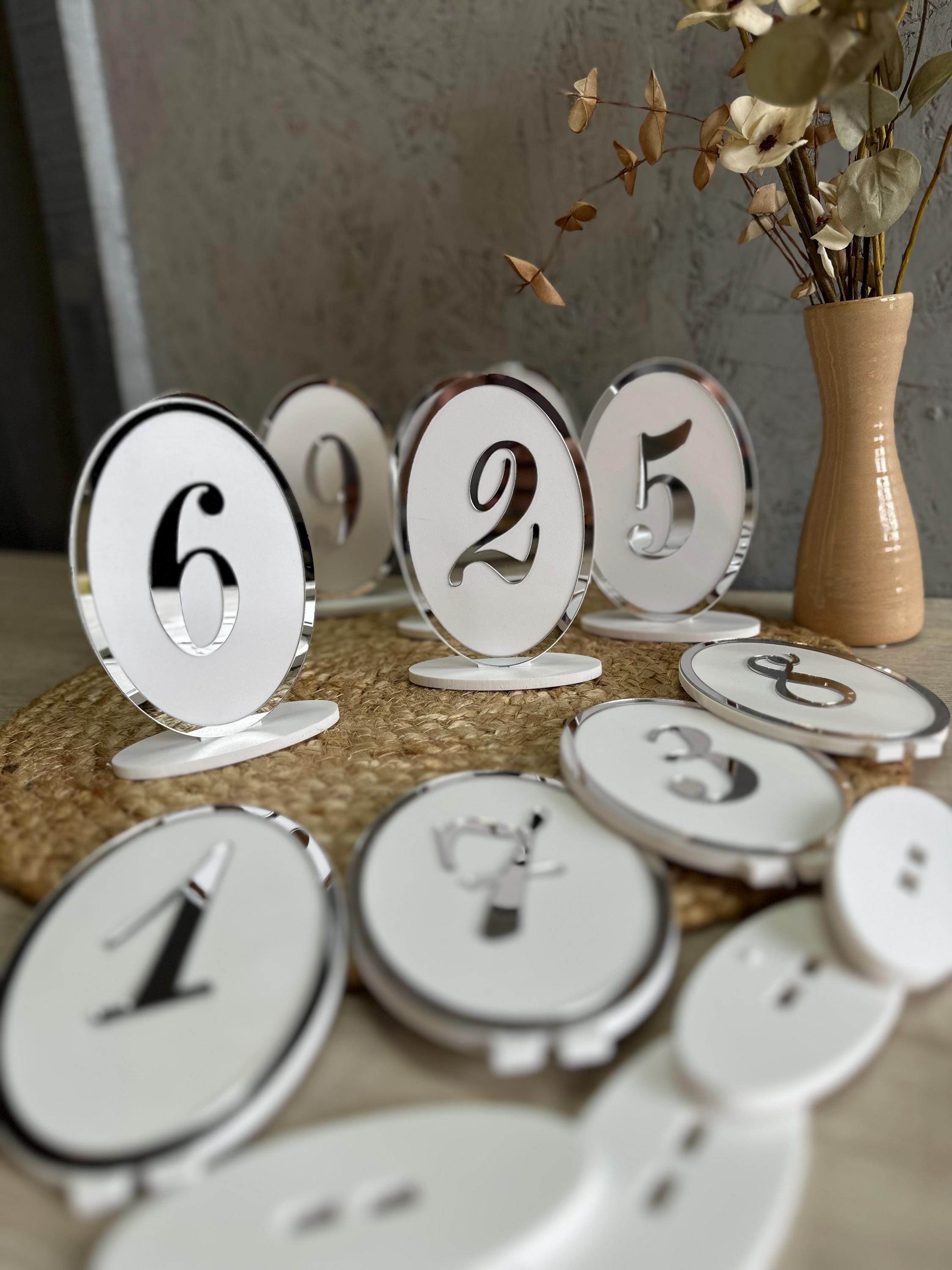 White Wedding Number Plates for Table, Event Table Signs, Oval Table ...