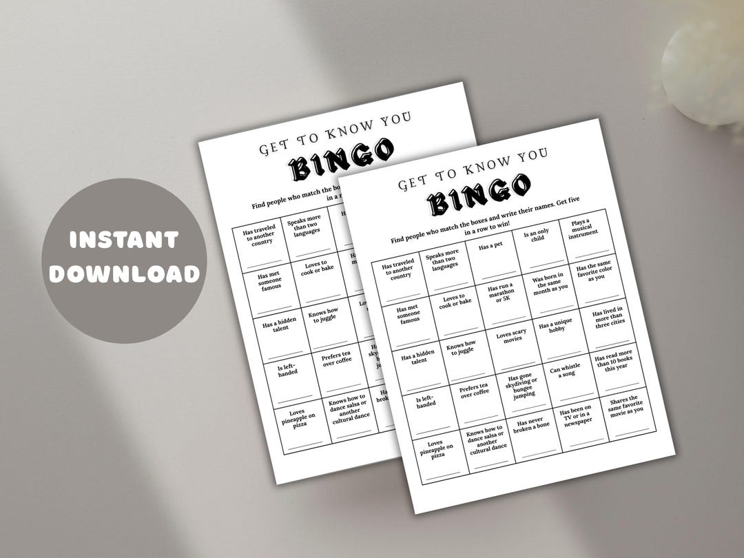 Icebreaker Game - Editable Get to Know You Bingo Cards for Parties ...