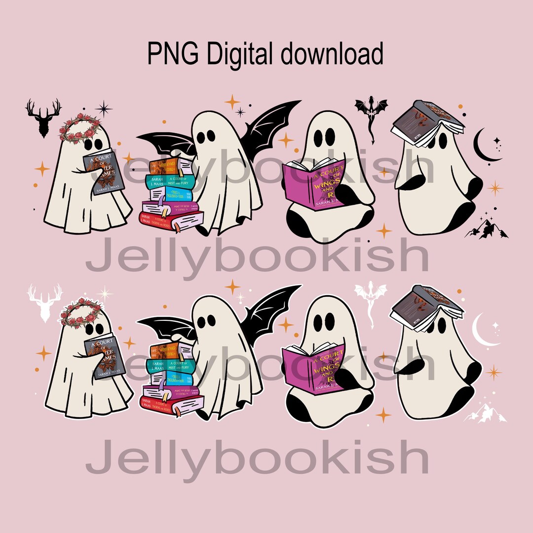 Ghost Reading ACOTAR PNG, Bookish Halloween Design (digital Download ...