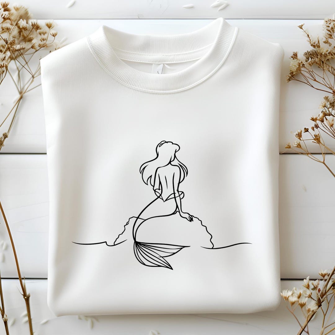 Ariel Line Art Png, Minimalist Mermaid Clipart, One Line Ocean ...