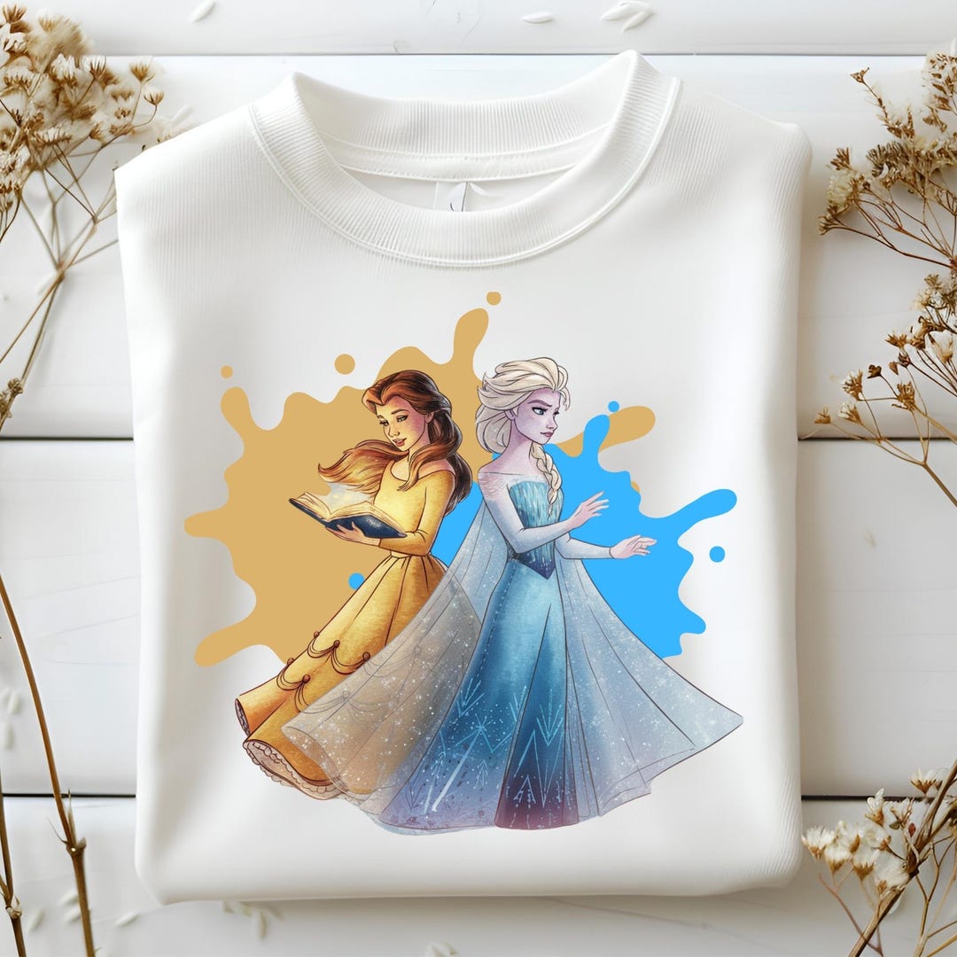 Belle and Elsa Png, Book and Ice Princess Clipart, Strong Women Cartoon ...