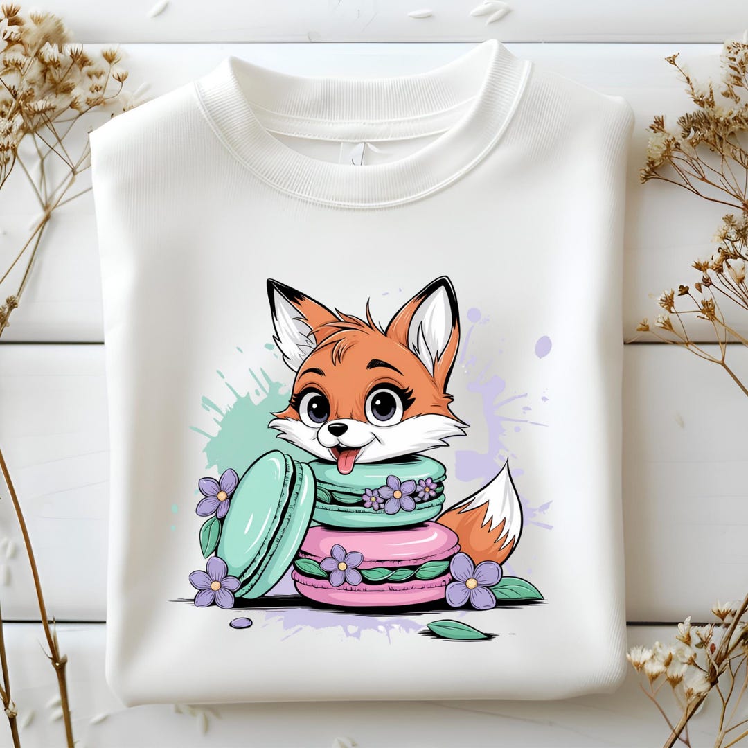 Cute Fox With Macarons Png, Kawaii Dessert Animal Clipart, Pastel Sweet ...