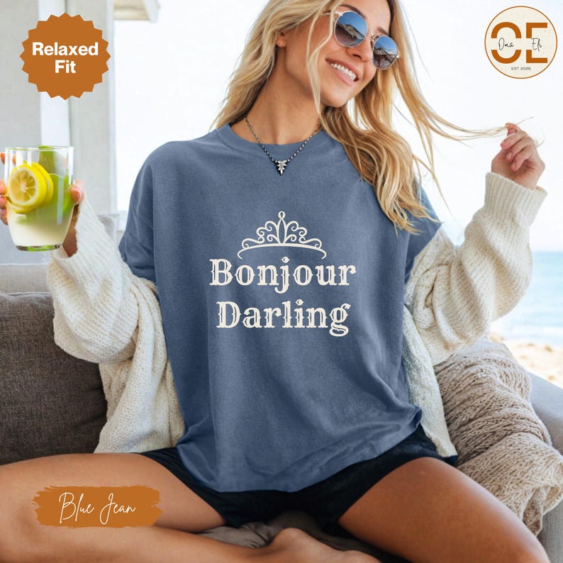 Comfort Colors® Bonjour Darling Shirt, Tourist Vacation Top, Retro ...