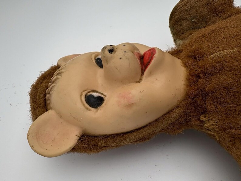 Rare Vintage 8” Rubber Faced Plush Teddy Bear Very Well Loved Brown Fur ...