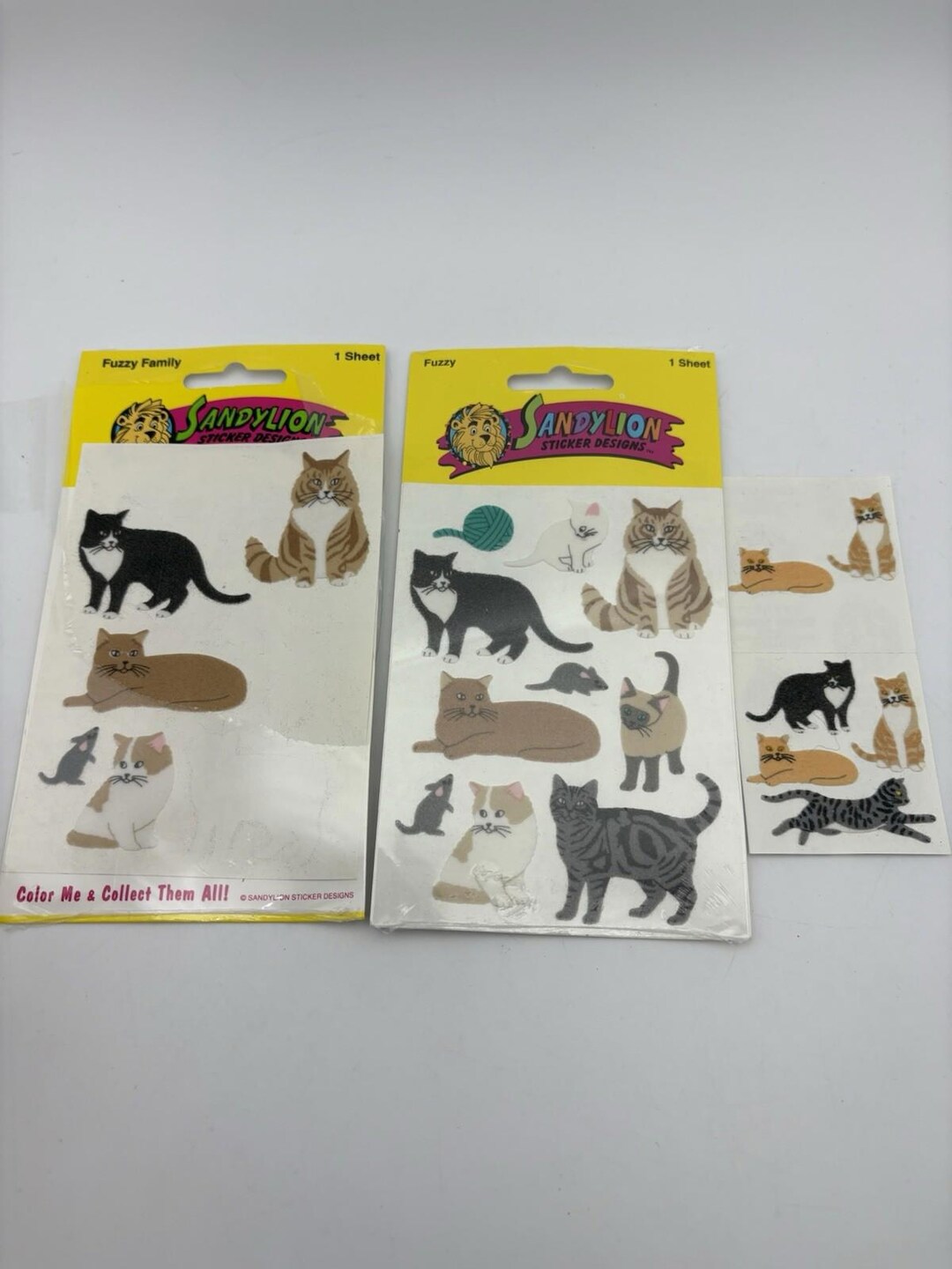 Vintage Sandylion Fuzzy Stickers NOS New Maxi Sheets Cats - Etsy