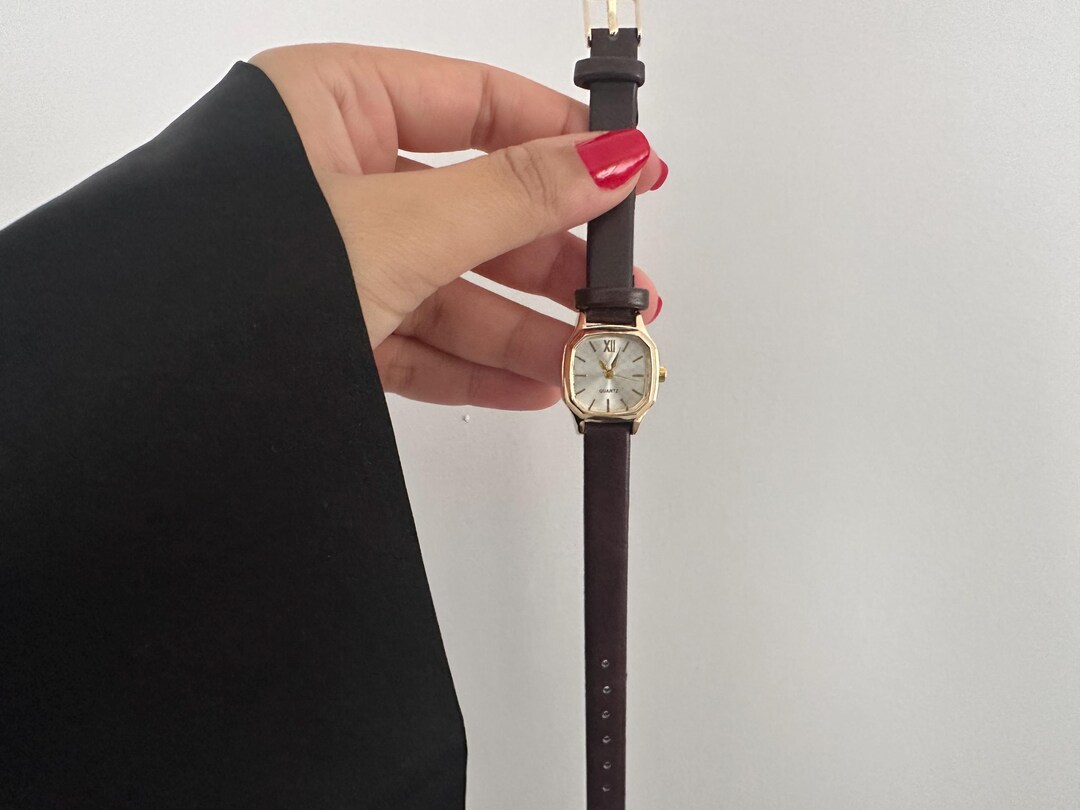 Gold Frame Women’s Watch With Brown Leather Strap Easter Gift - Etsy