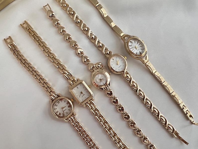Gold Women Bracelet Watch : Roman Numeral Dial Stainless Steel Quartz ...