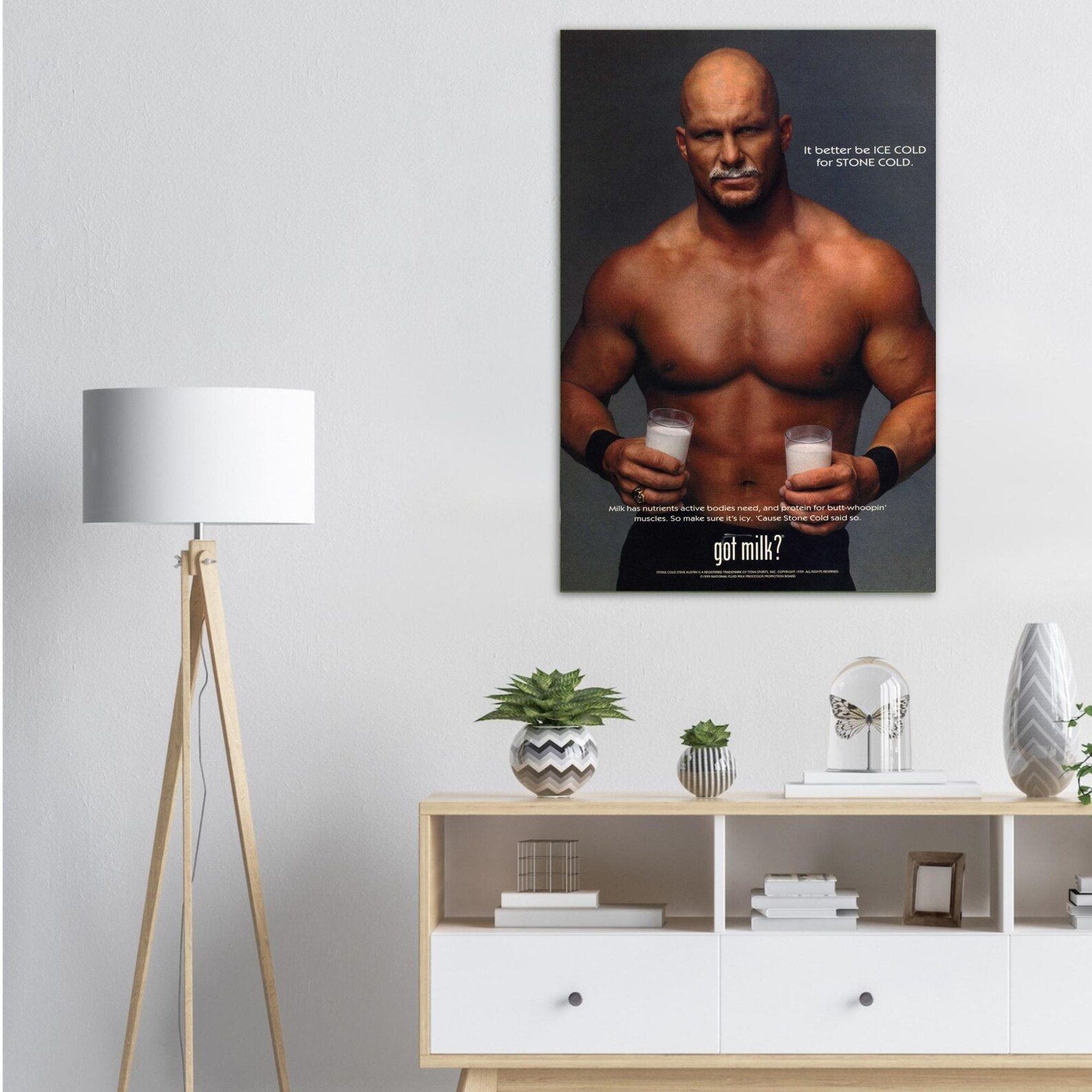 Steve Austin Poster – Stone Cold Got Milk Ad, Wrestling Legend Wall Art ...