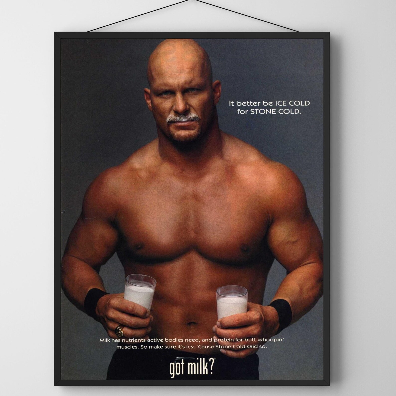 Steve Austin Poster – Stone Cold Got Milk Ad, Wrestling Legend Wall Art ...