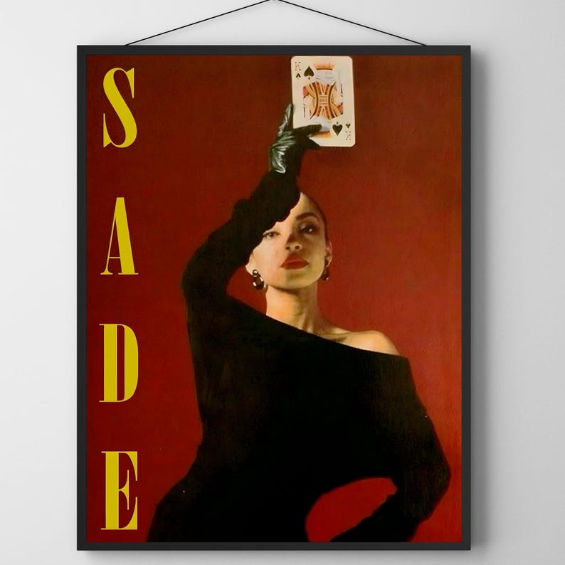 Sade Poster – Soul Icon Wall Art, Elegant Red and Black Portrait Print ...