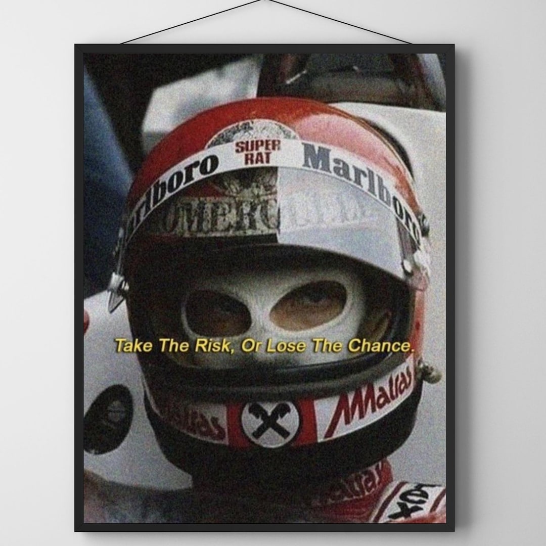 Niki Lauda Racing Poster, Take the Risk Quote Print, Vintage F1 Driver ...