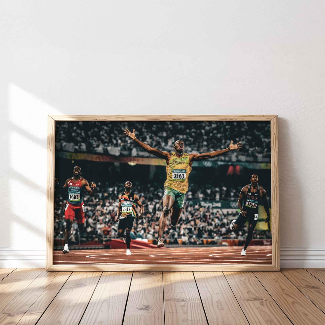 Usain Bolt Champion Poster Print, Inspirational Sprinting Wall Art ...