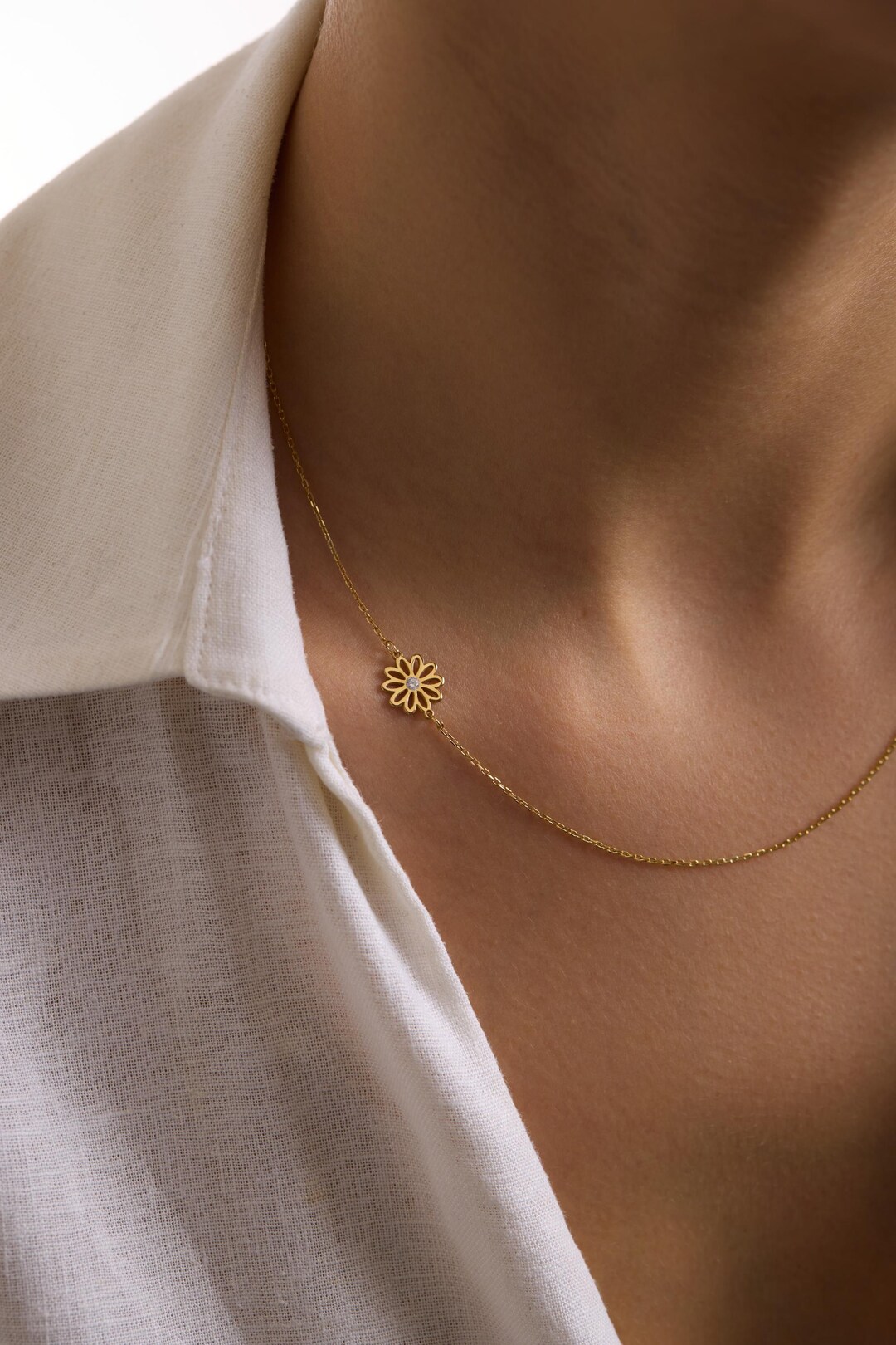 14k Gold Sideways Birth Flower Necklace,personalized Family Gift ...