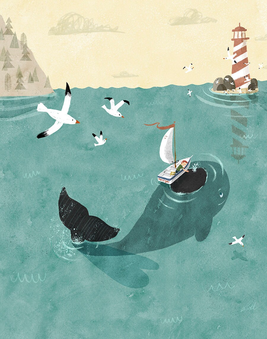 Whale Art Print / Friendship Art Print / Whale Illustration / Whale ...