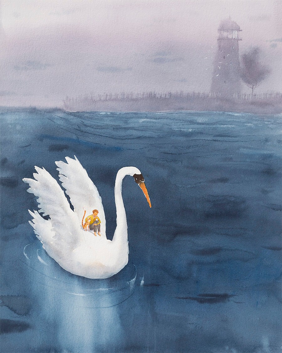 Swan Art / Swan Artwork / Fairytale Art / Fairytale Print / - Etsy