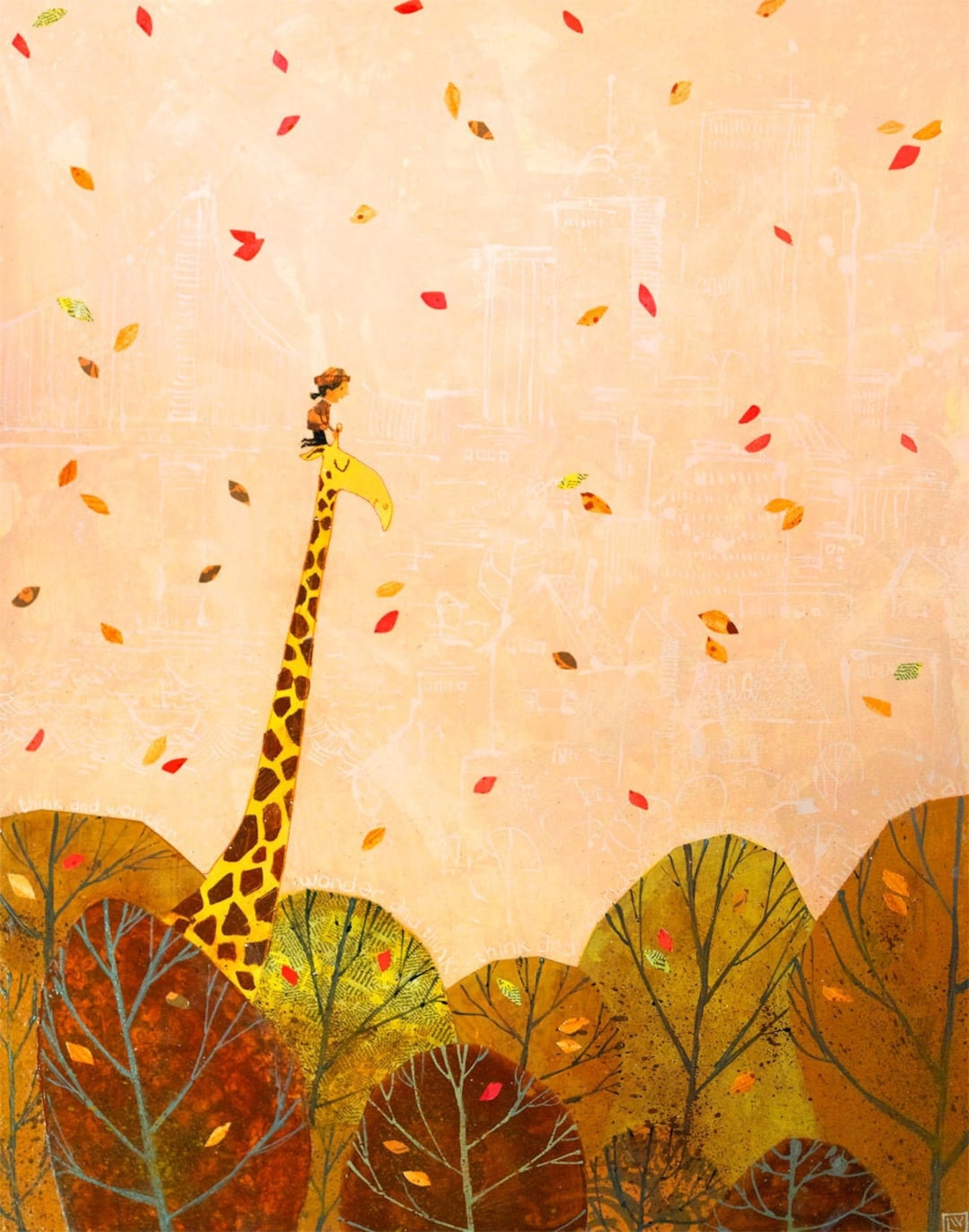 Unique Giraffe Print Giraffe Art Print Whimsical Giraffe Illustration ...