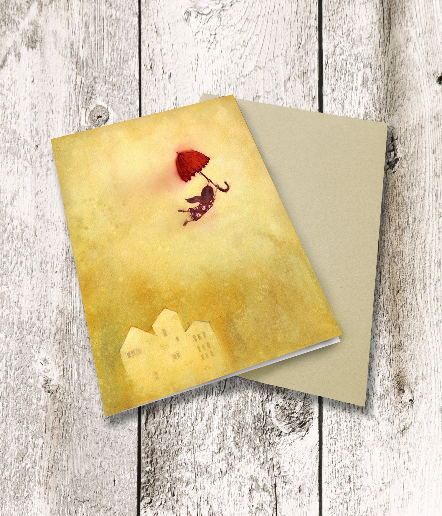 Umbrella Greeting Card Umbrella Card Umbrella Notecard Umbrella Blank ...