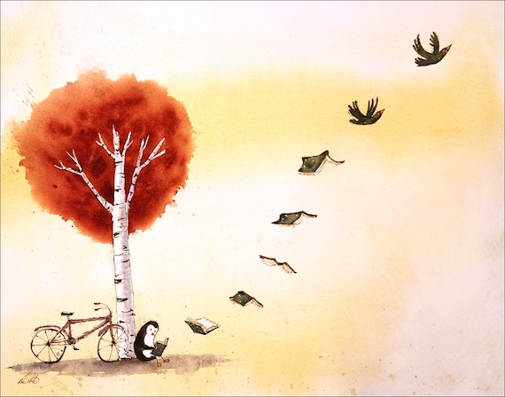 Reading Art Print Reading Art Book Art Print Book Wall Art | Etsy